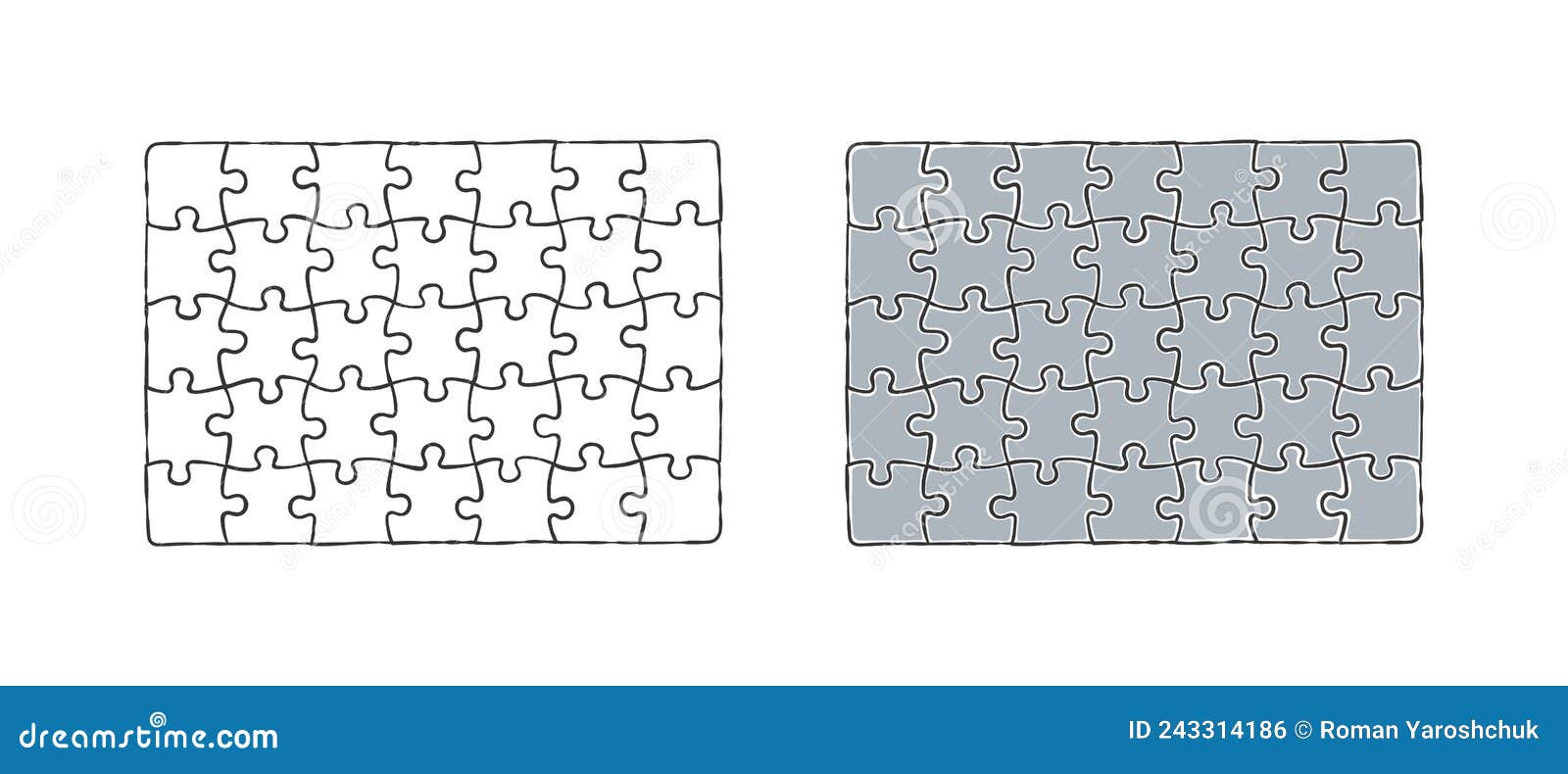Puzzle Template. a Hand-drawn Puzzle. Rectangular Puzzle. Puzzle for ...