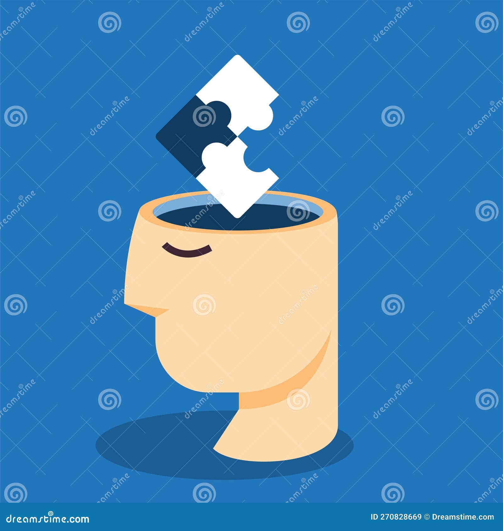 Puzzle on Top of the Abstract Head. Isolated Vector Illustration Stock ...