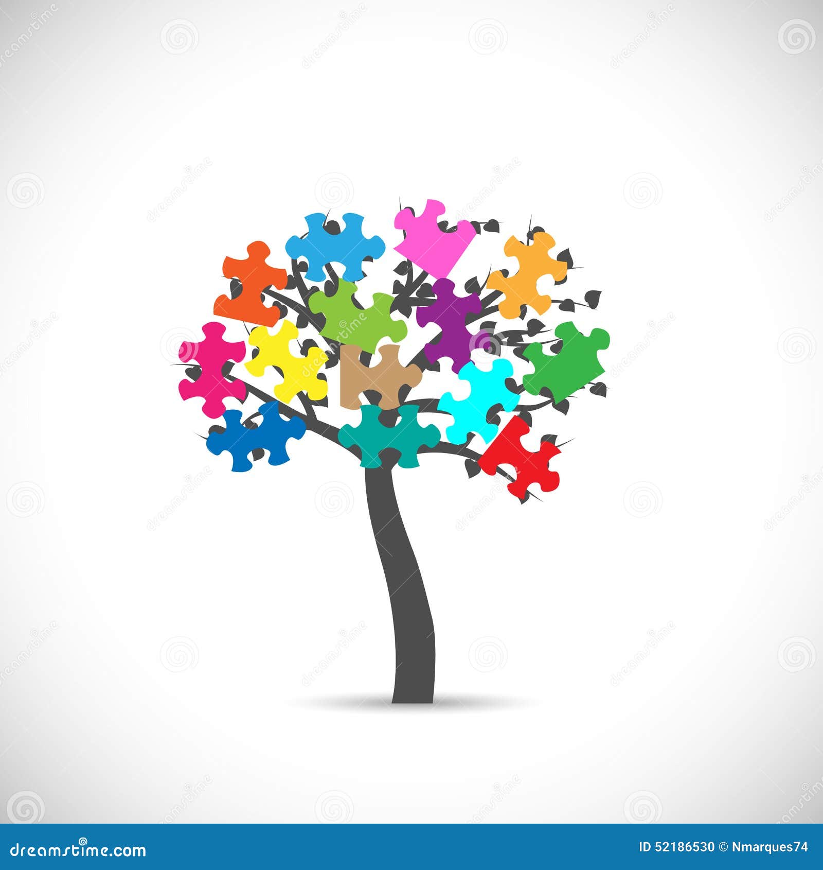Puzzle Tree Design - Puzzle Tree Illustration For Kids Cartoon Vector ...