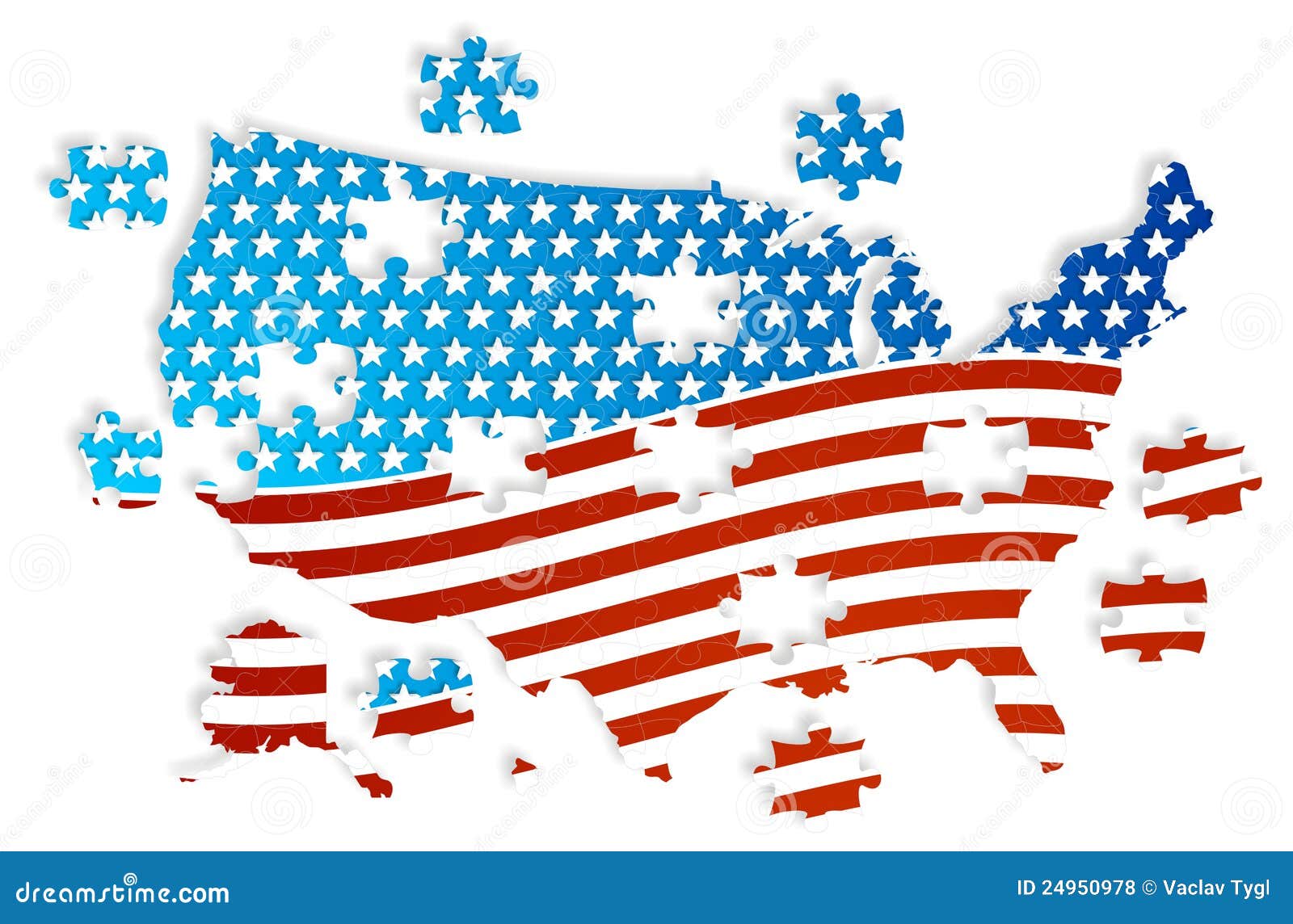Puzzle USA flag in states stock vector. Illustration of democracy ...