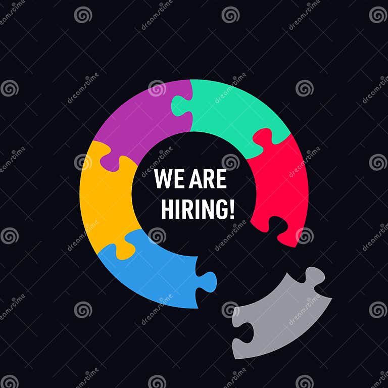 Puzzle Vector we are Hiring Circle Banner Stock Vector - Illustration ...