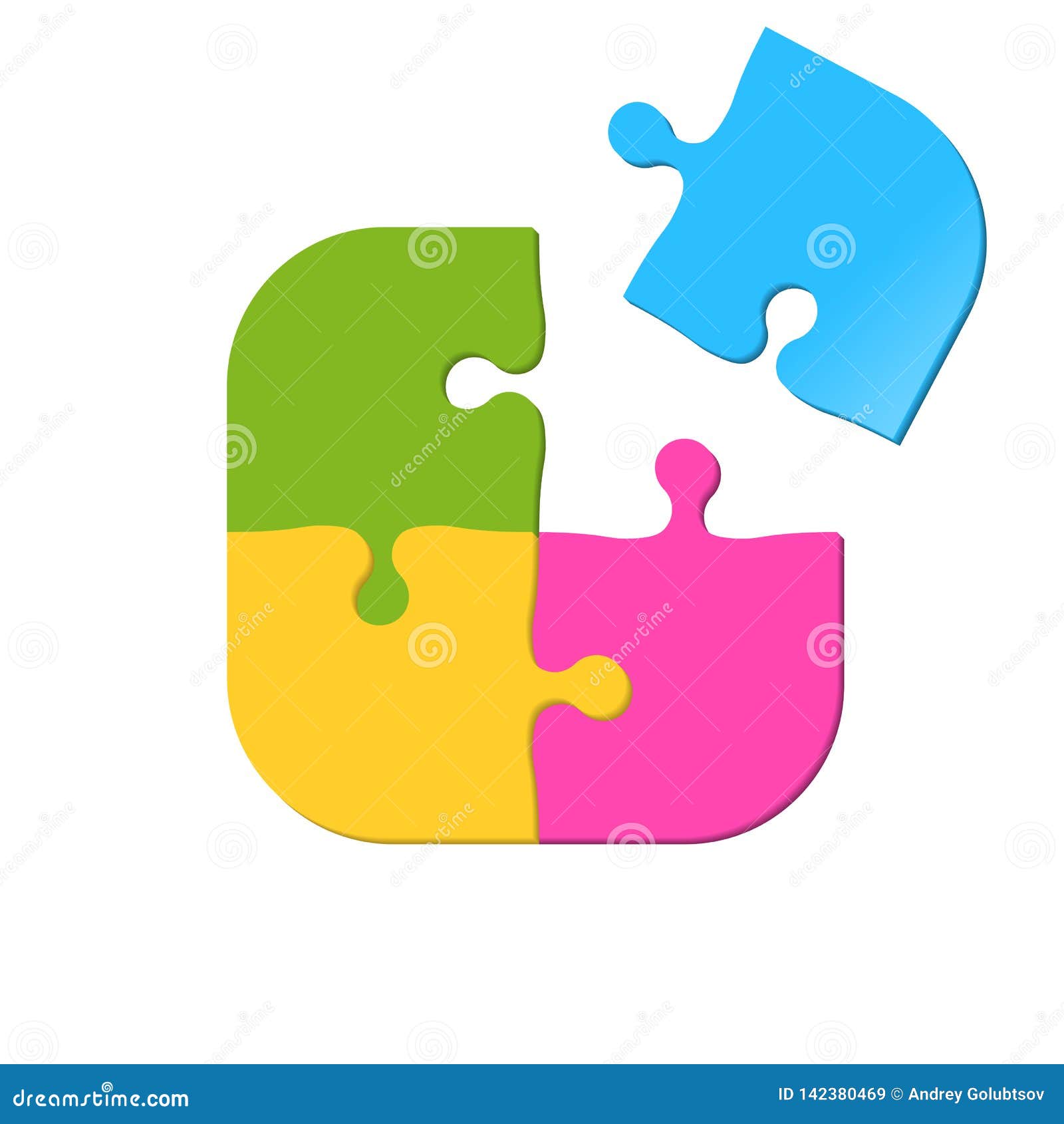 Six Pieces Jigsaw Puzzle Circles Info Graphic. Cartoon Vector ...