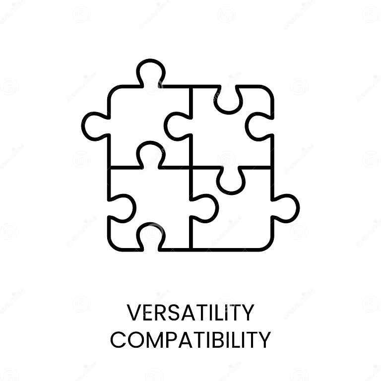 Puzzle Versatility or Compatibility Linear Icon in Vector Stock Vector ...