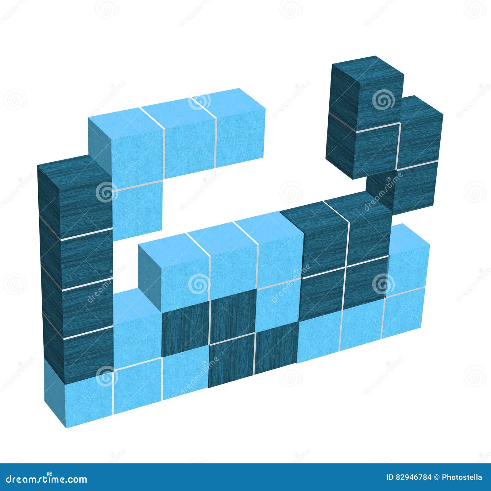 Puzzle Video Game - Geometric Blue 3D Shapes Stock Illustration ...