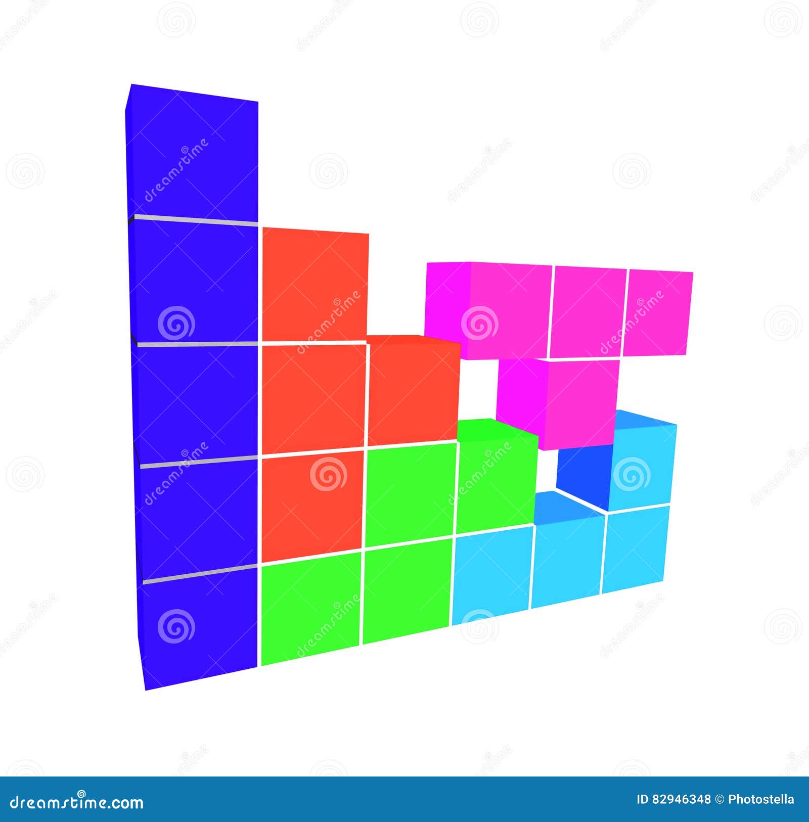 Puzzle Video Game - Geometric 3D Shapes Stock Illustration ...