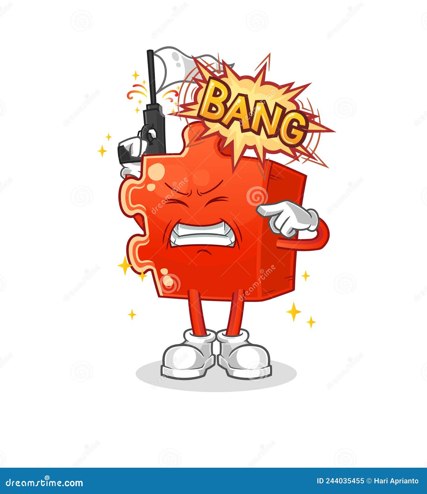 Puzzle Warning Shot Mascot. Cartoon Vector Stock Vector - Illustration ...