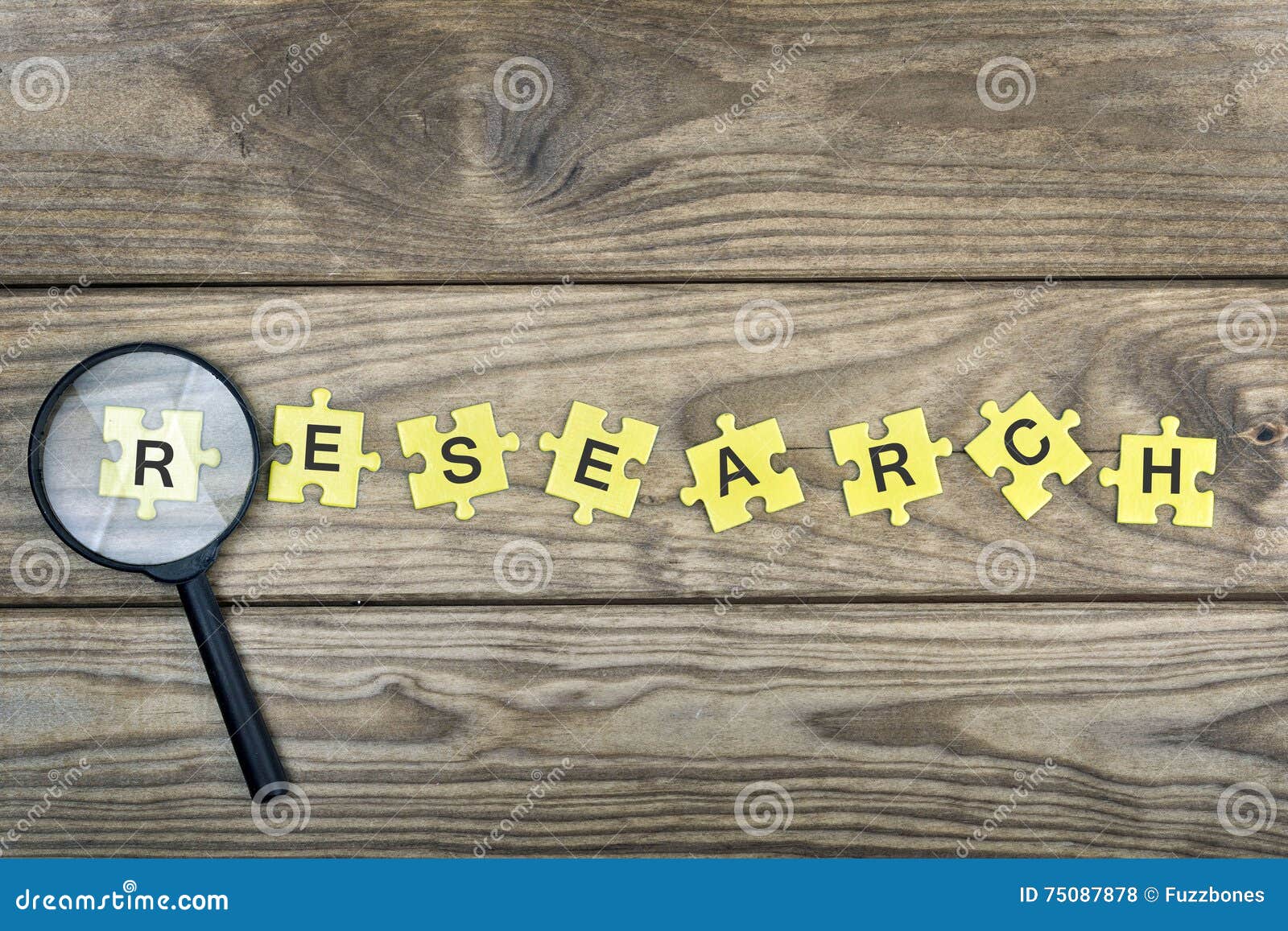 Puzzle with word Research stock photo. Image of lens - 75087878