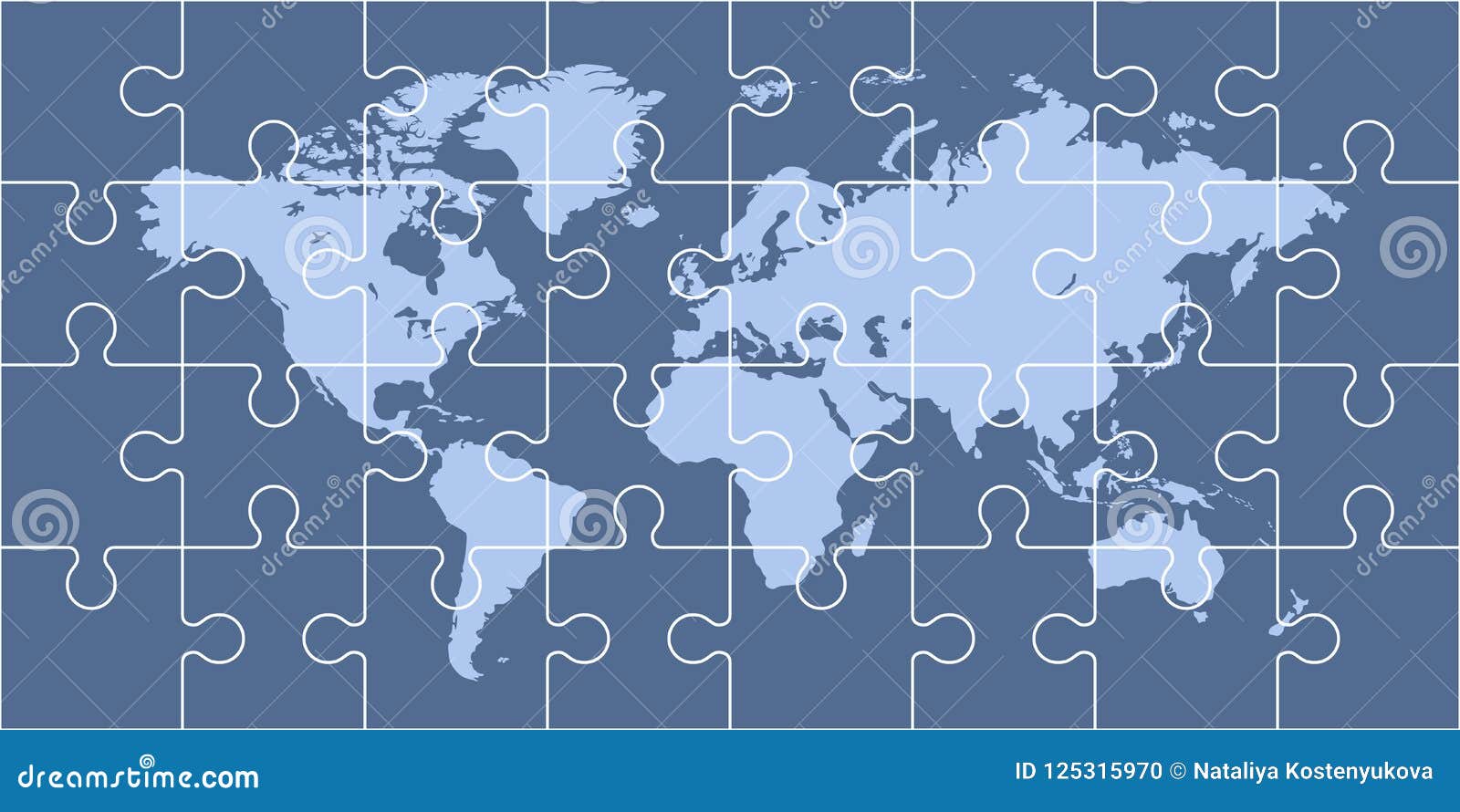 Puzzle world map stock vector. Illustration of jigsaw - 125315970