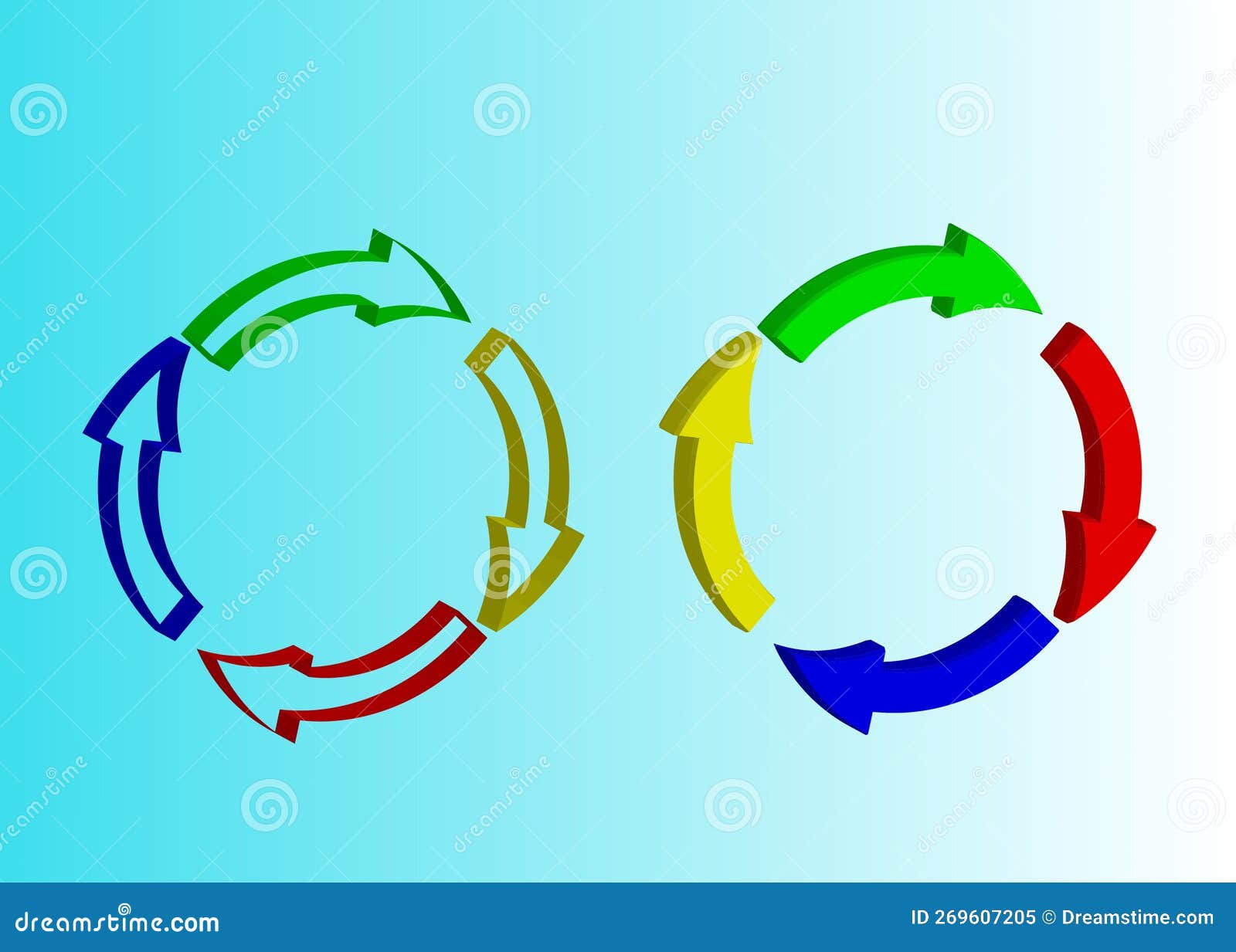 Set of Multi Color Round Arrow on Blue Background. Stock Vector ...