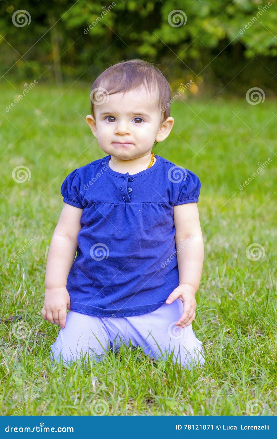 Puzzled Baby on Knees Grass Stock Image - Image of question, nature ...