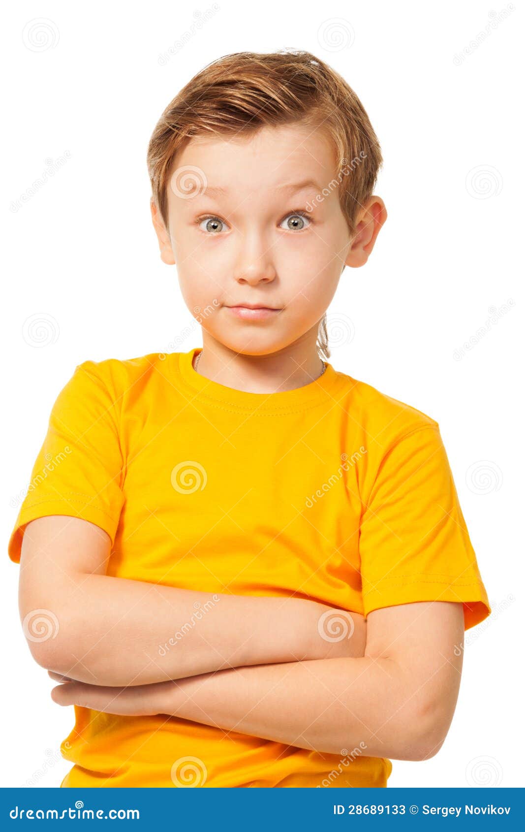 Puzzled Boy in Yellow T-shirt Stock Image - Image of child, surprised ...