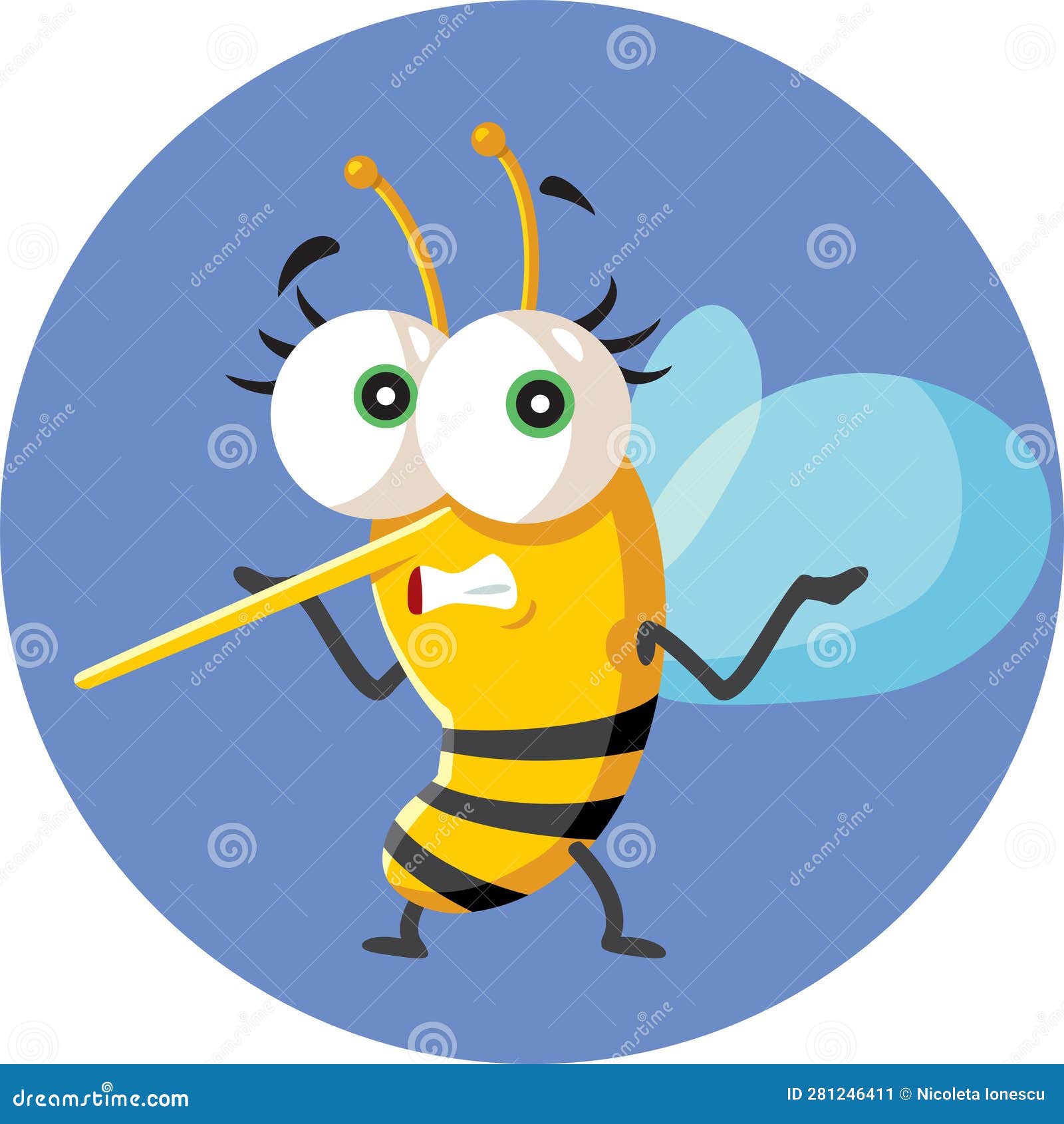 Stressed Bee Character Mascot Design Feeling Puzzled and Confused Stock ...
