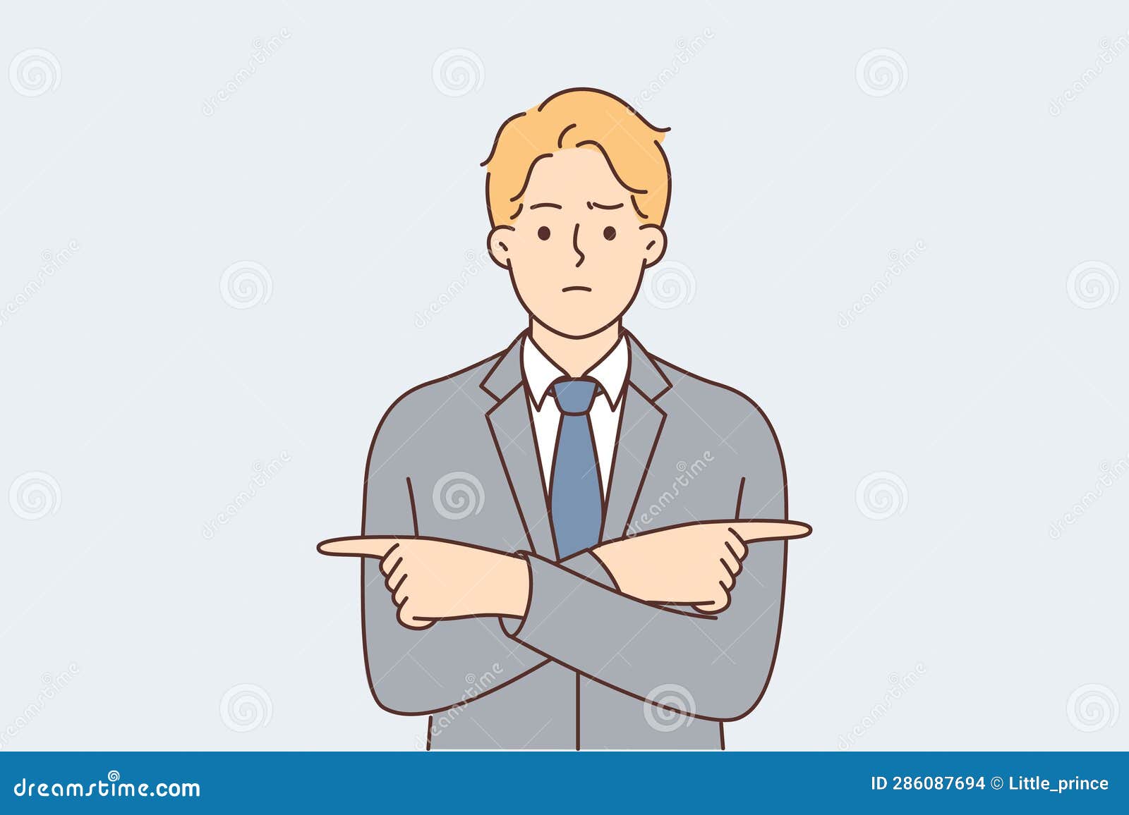 Puzzled Business Man Points Fingers in Different Directions and Tries ...