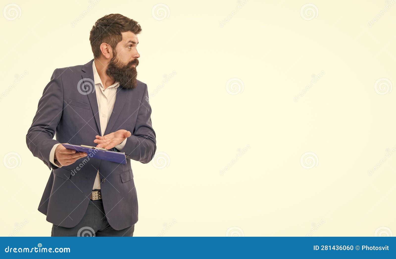 Puzzled Businessman Pointing at Clipboard. Businessman Doing Work ...