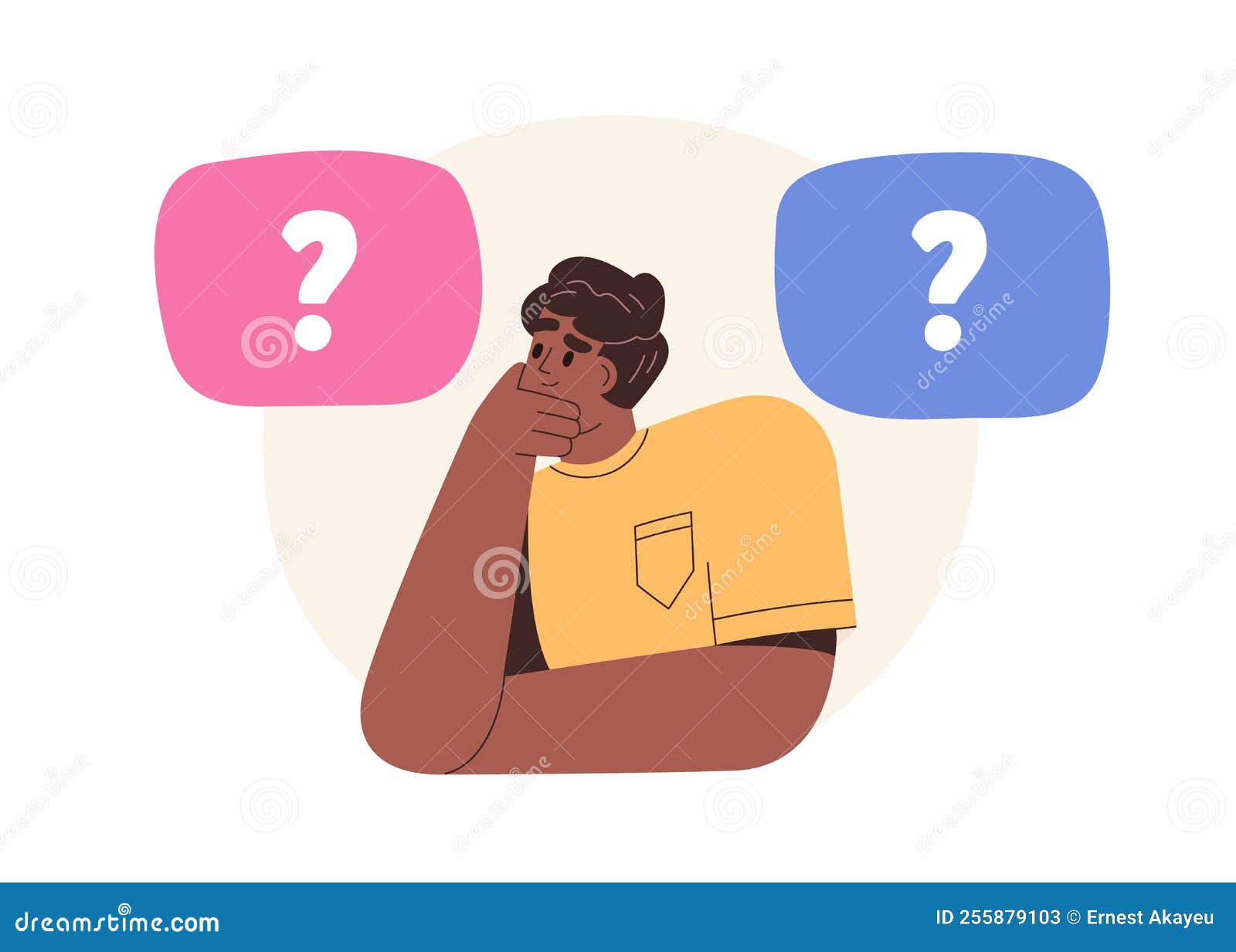 Puzzled Confused Person with Concept Questions. Man Thinking, Doubting ...