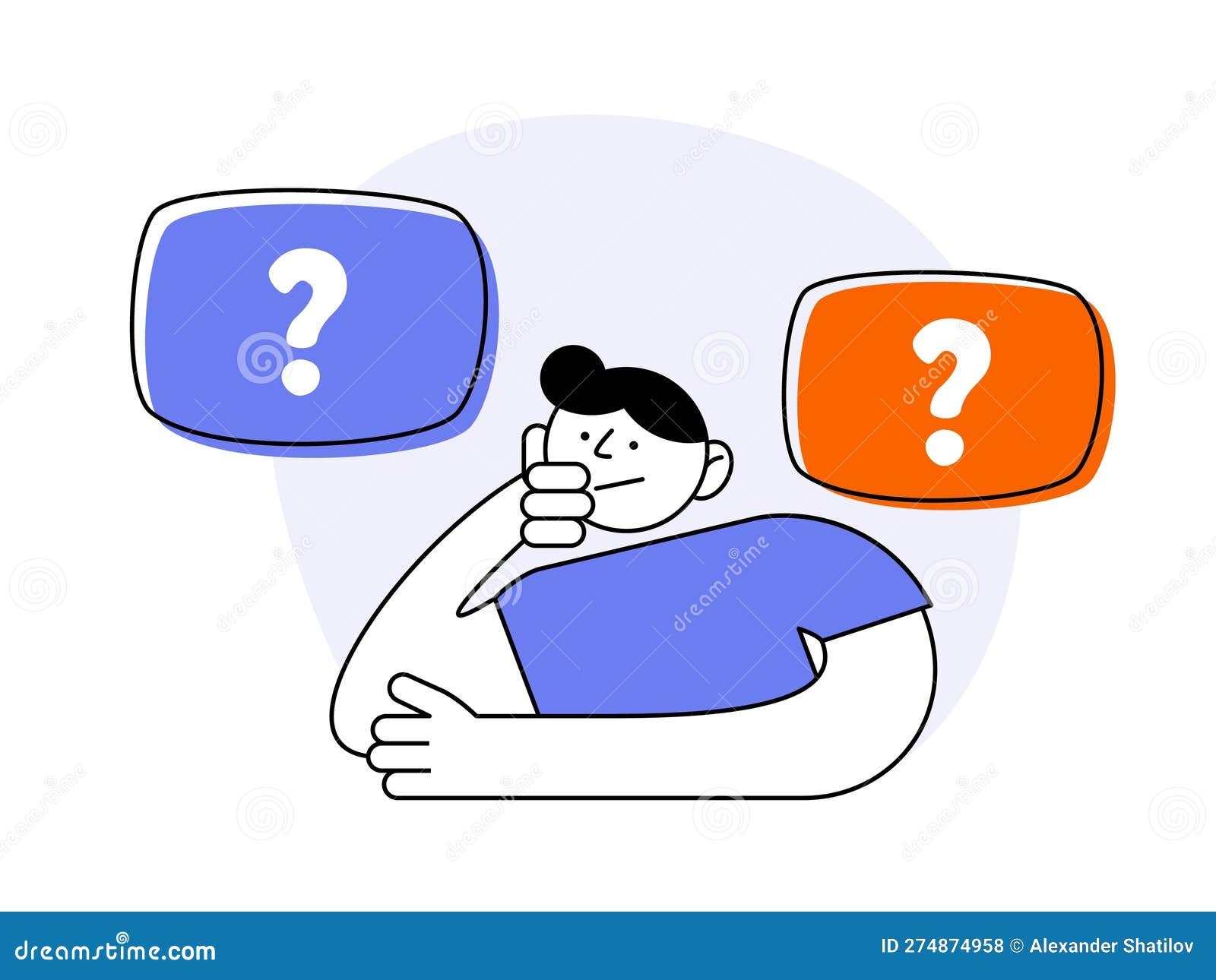 Puzzled, Confused Person with Conceptual Questions. Person is Thinking ...