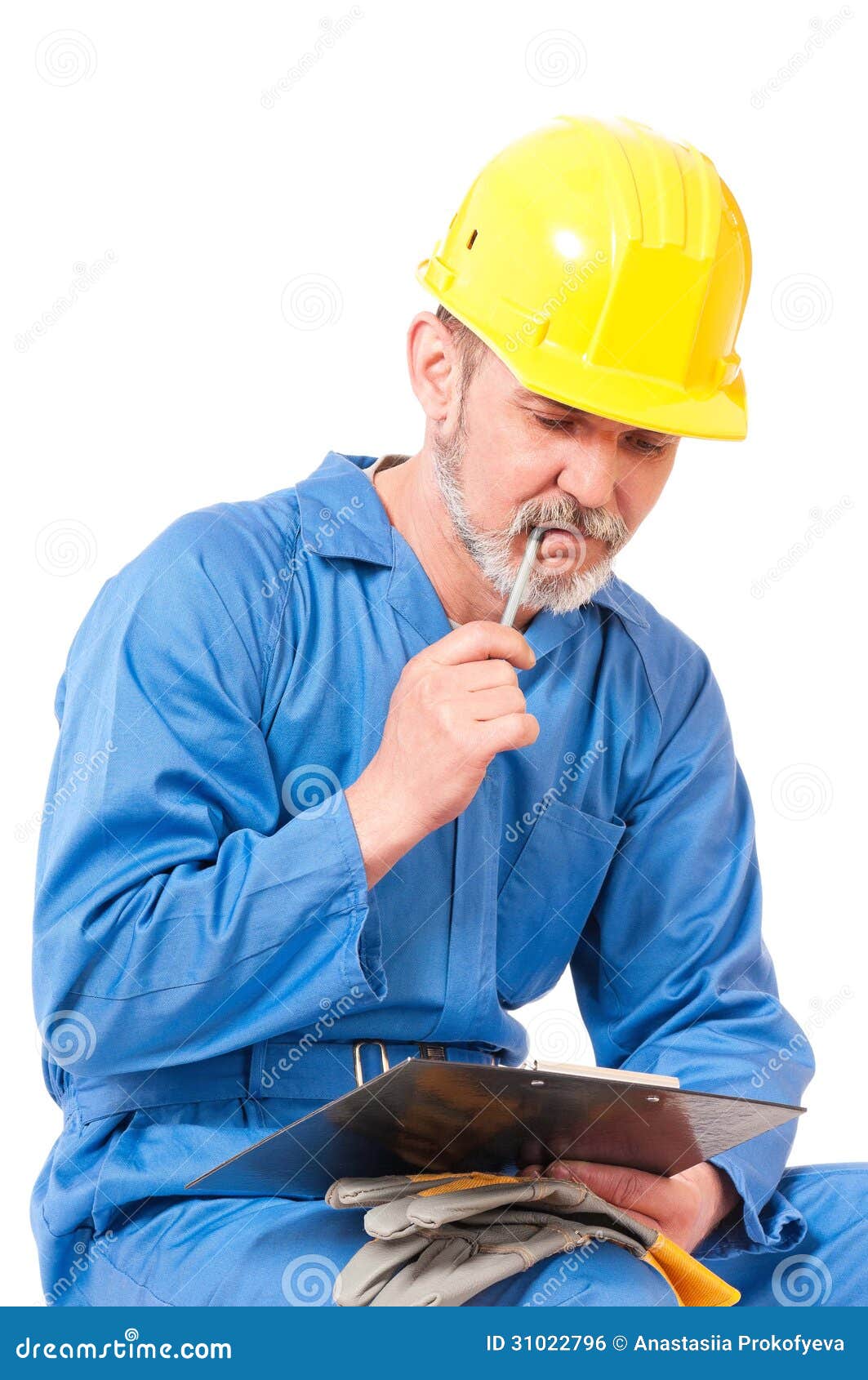 Puzzled contractor stock photo. Image of labor, protective - 31022796