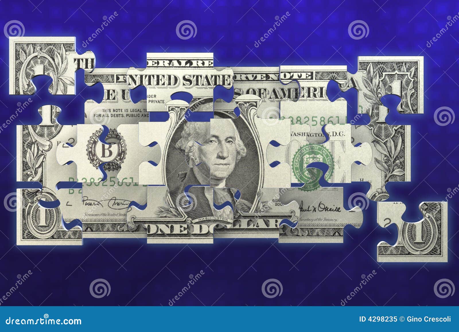 Puzzled dollar bill stock image. Image of george, jigsaw - 4298235
