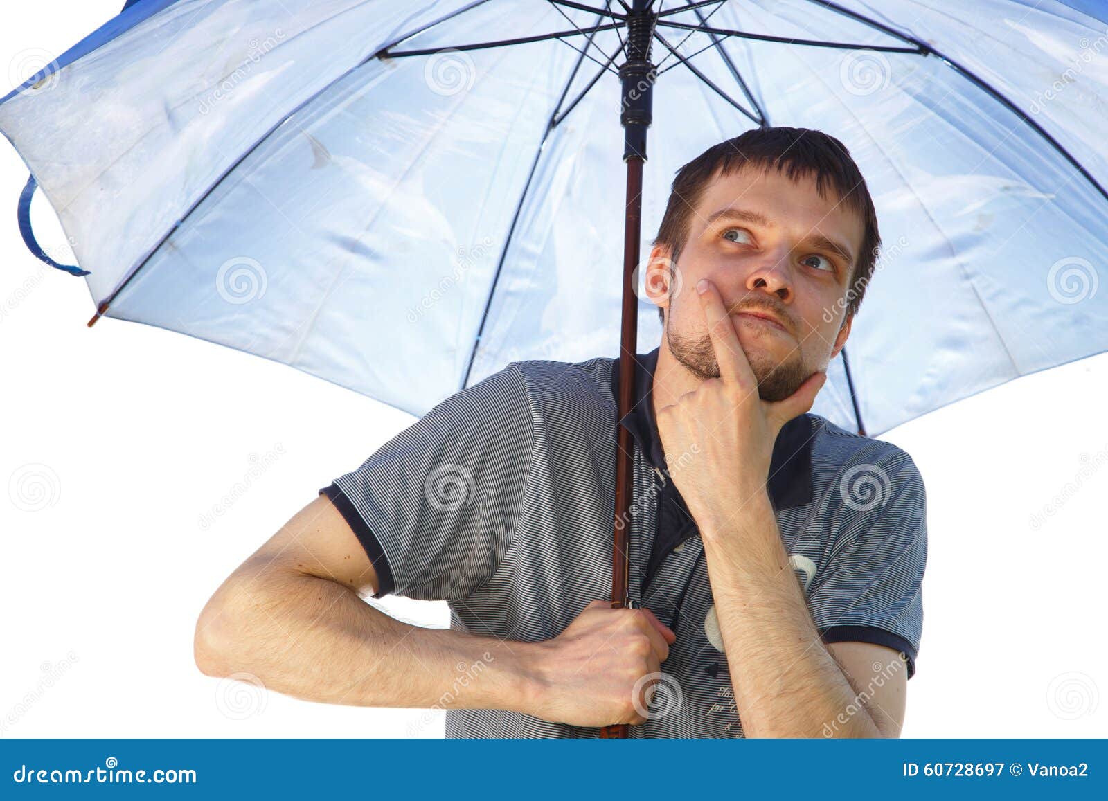 Puzzled Funny Man with Umbrella Stock Image - Image of handsome, good ...