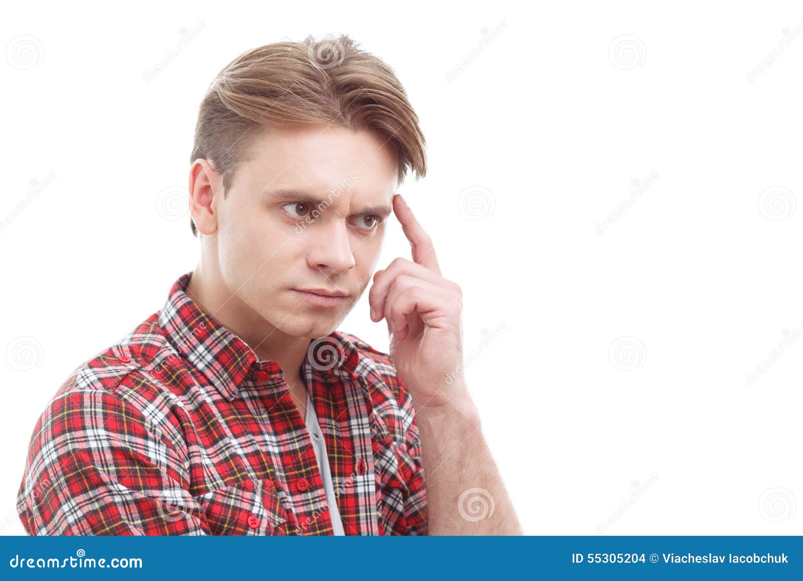 Puzzled Guy Involved in Thinking Stock Photo - Image of life, face ...