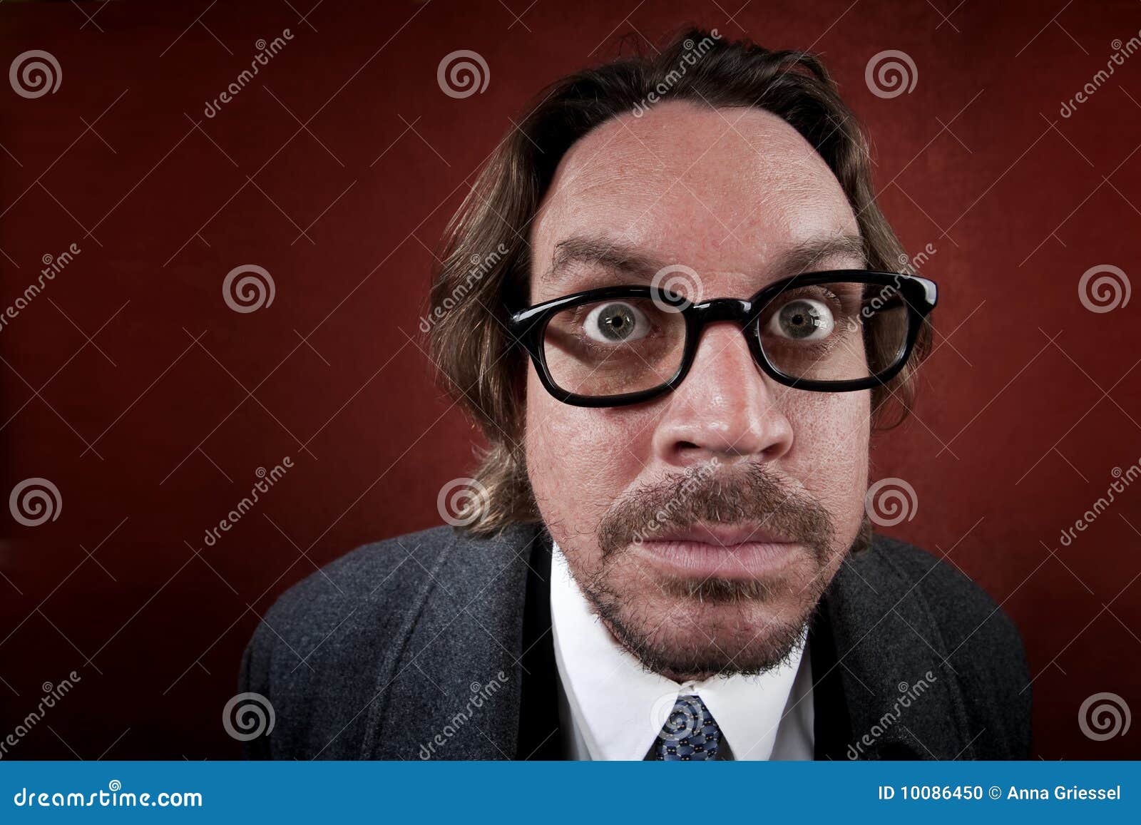 Puzzled Man with Glasses stock photo. Image of alone - 10086450