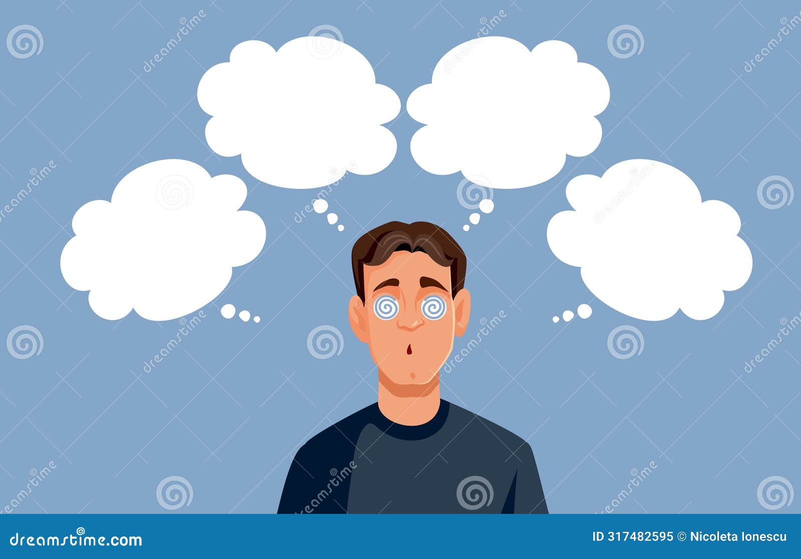 Puzzled Man Overthinking His Problems Vector Cartoon Character Stock ...