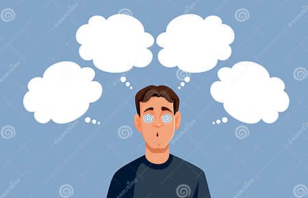 Puzzled Man Overthinking His Problems Vector Cartoon Character Stock ...