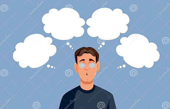 Puzzled Man Overthinking His Problems Vector Cartoon Character Stock ...