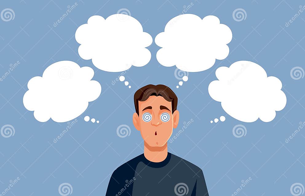 Puzzled Man Overthinking His Problems Vector Cartoon Character Stock ...