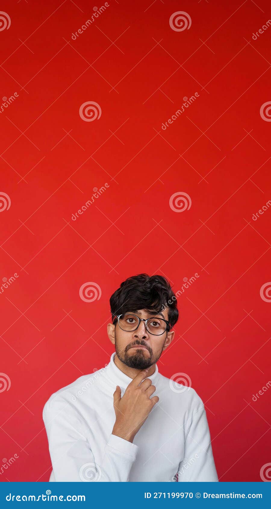 Puzzled Man Question Face Pensive Confused Guy Red Stock Photo - Image ...