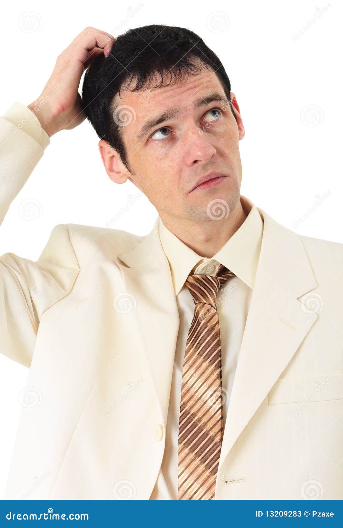 Puzzled Man Scratches His Head, Isolated on White Stock Image - Image ...
