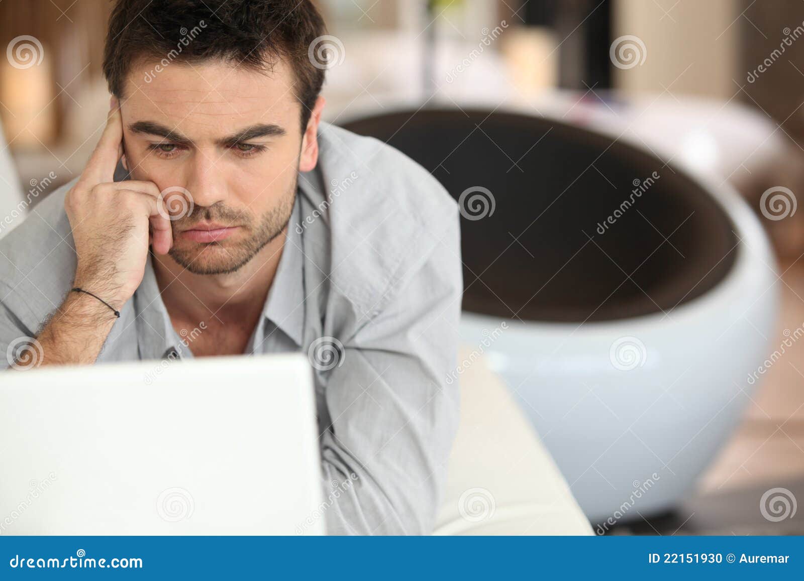Puzzled Man Sitting At Laptop Stock Photography | CartoonDealer.com ...