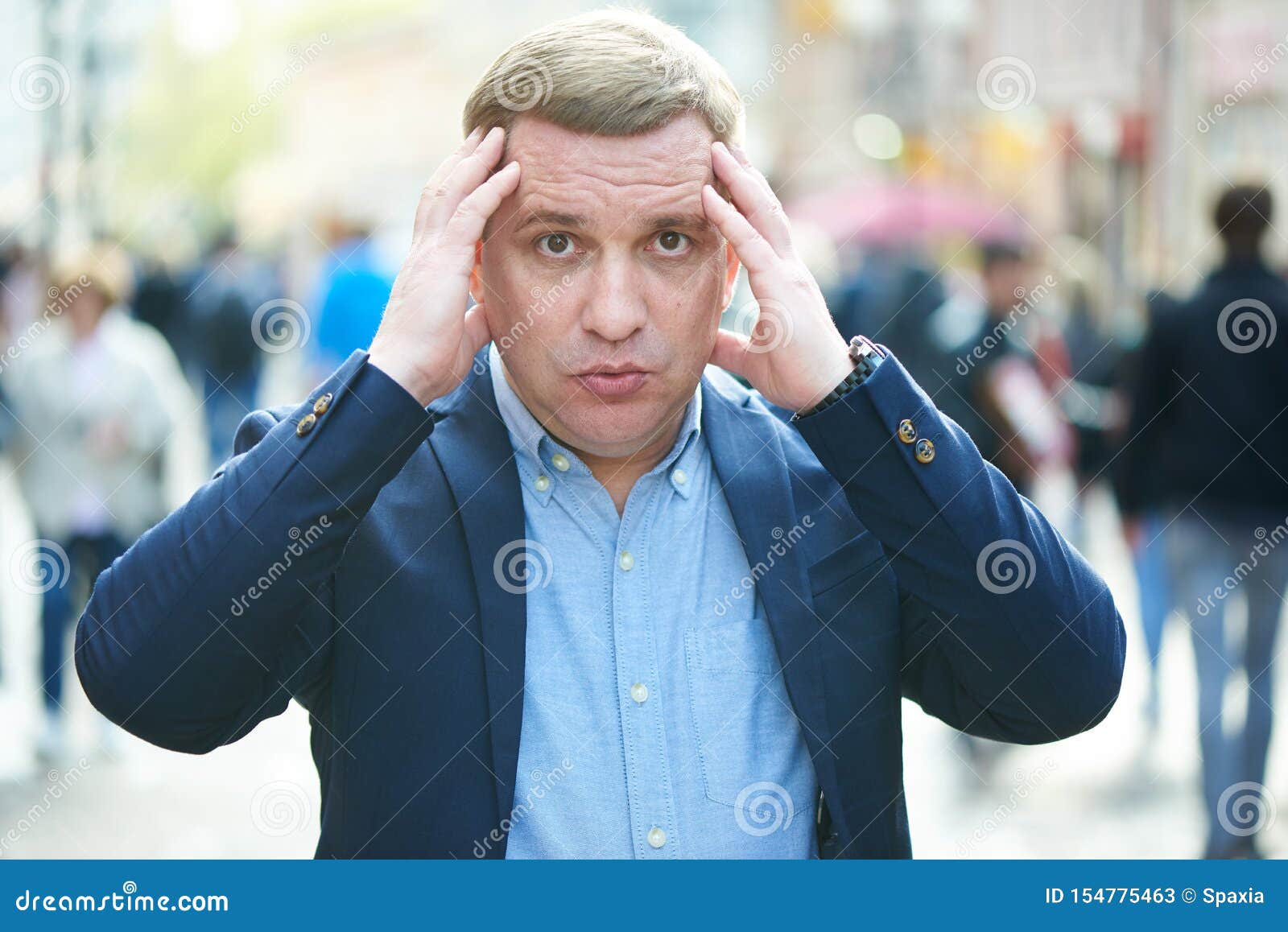 Puzzled Man is Standing on the Street Stock Image - Image of ...