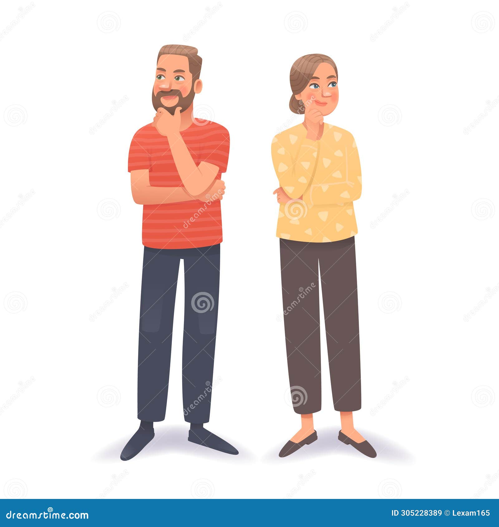 Puzzled Man and Woman Thinking. Solution To the Problem Stock ...