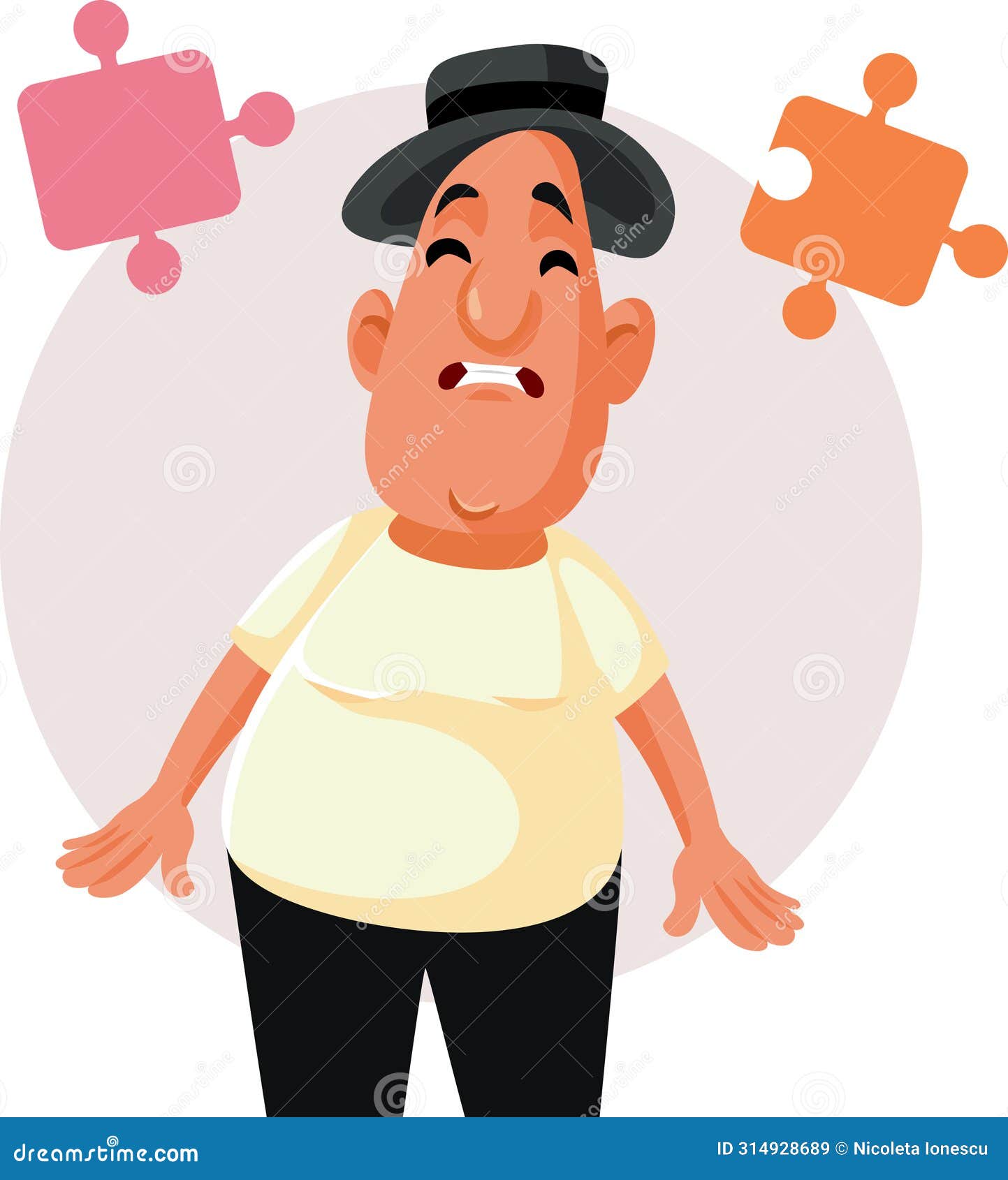 Puzzled Middle Aged Man Thinking Vector Cartoon Illustration Stock ...