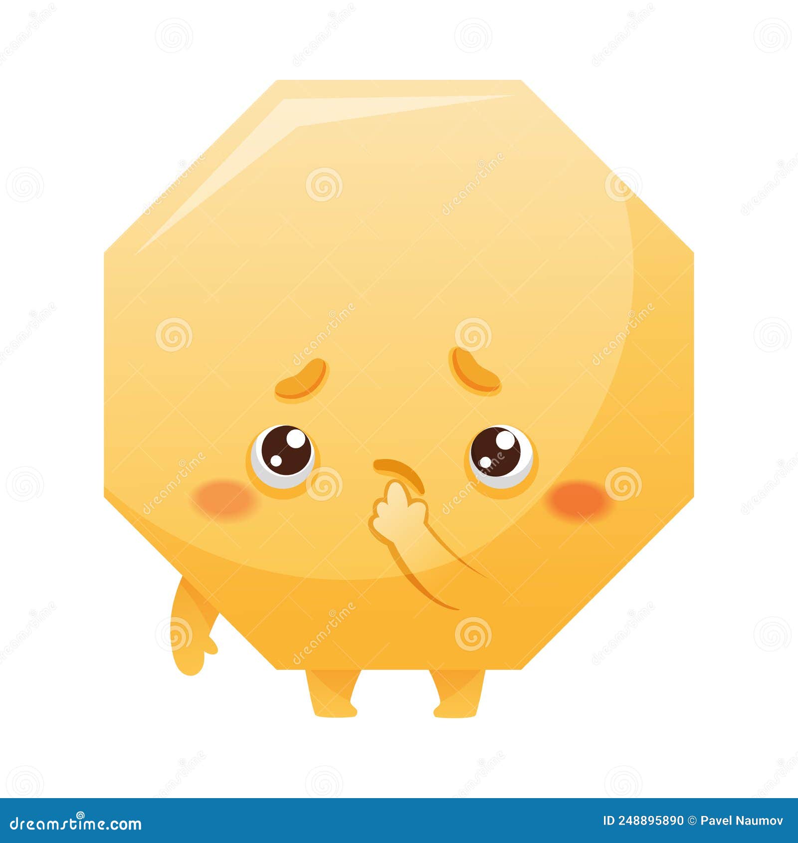 Puzzled Orange Polygon As Geometric Shape Character with Confused Face ...