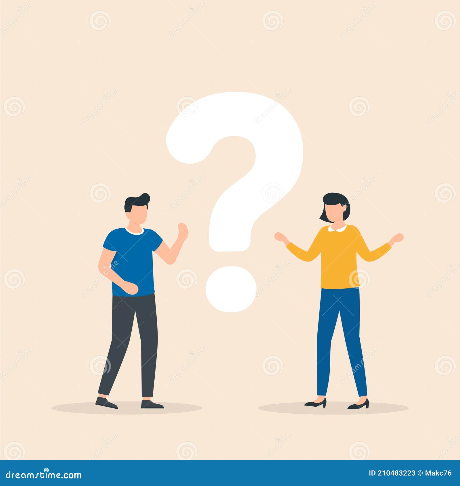 Puzzled People Searching Answers and Problem Solution Near Big Question ...