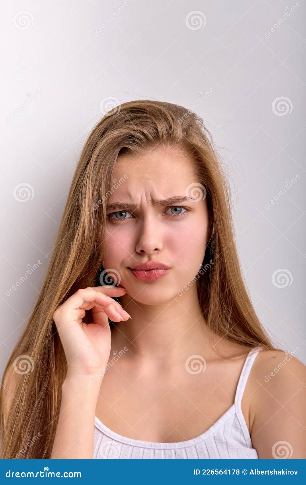 Puzzled Perplexed Female is Dissatisfied with Something, Looking Curious on White Stock Photo ...