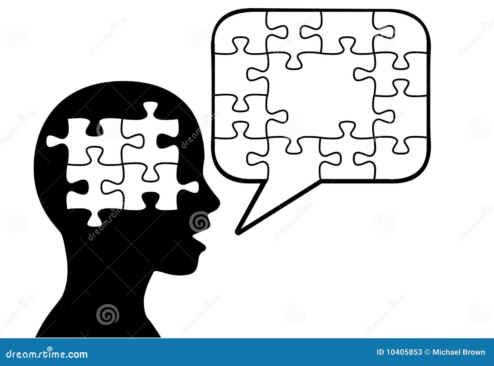 Puzzled Person Talk Puzzle Pieces Speech Bubble Stock Vector ...