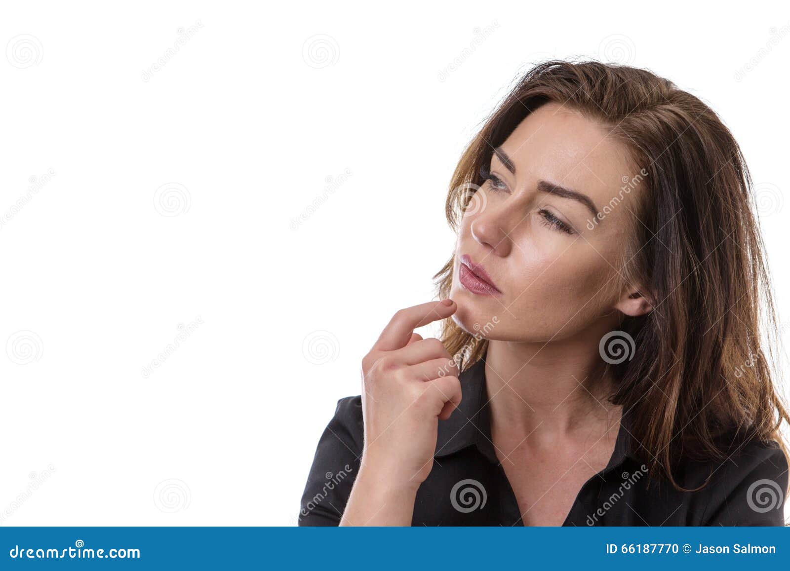 Puzzled pretty woman stock photo. Image of challenge - 66187770