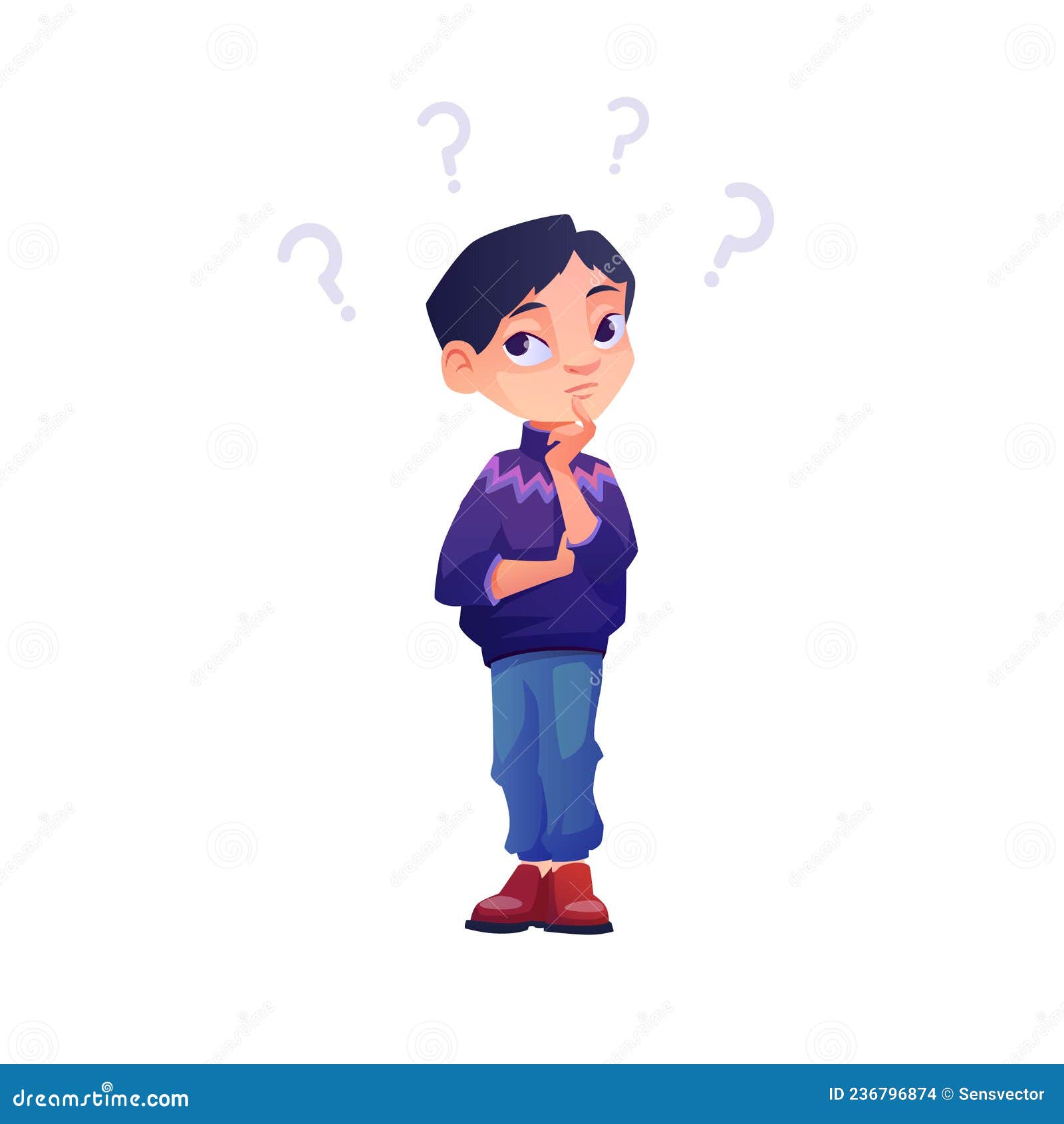 Puzzled Thinking Boy Child Question Marks Above Stock Vector ...