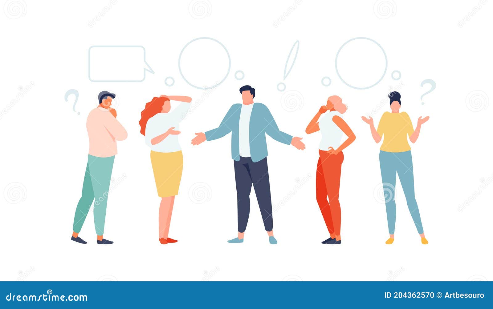 Puzzled Thinking People Vector Characters Stock Vector - Illustration ...