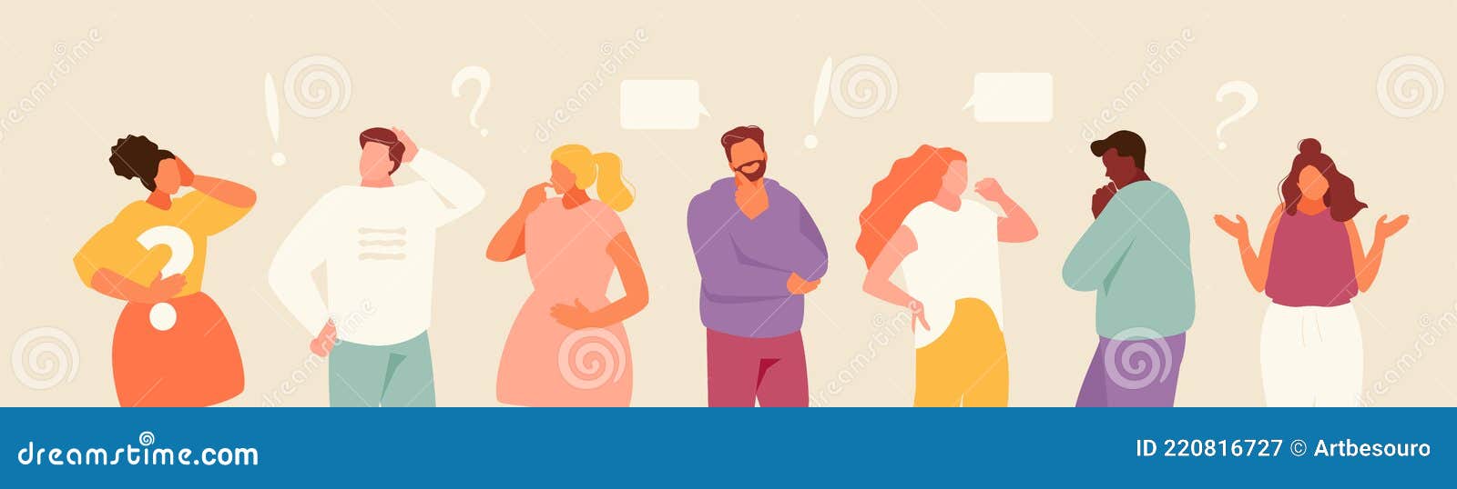 Puzzled Thinking People Problem Solving Stock Vector - Illustration of ...