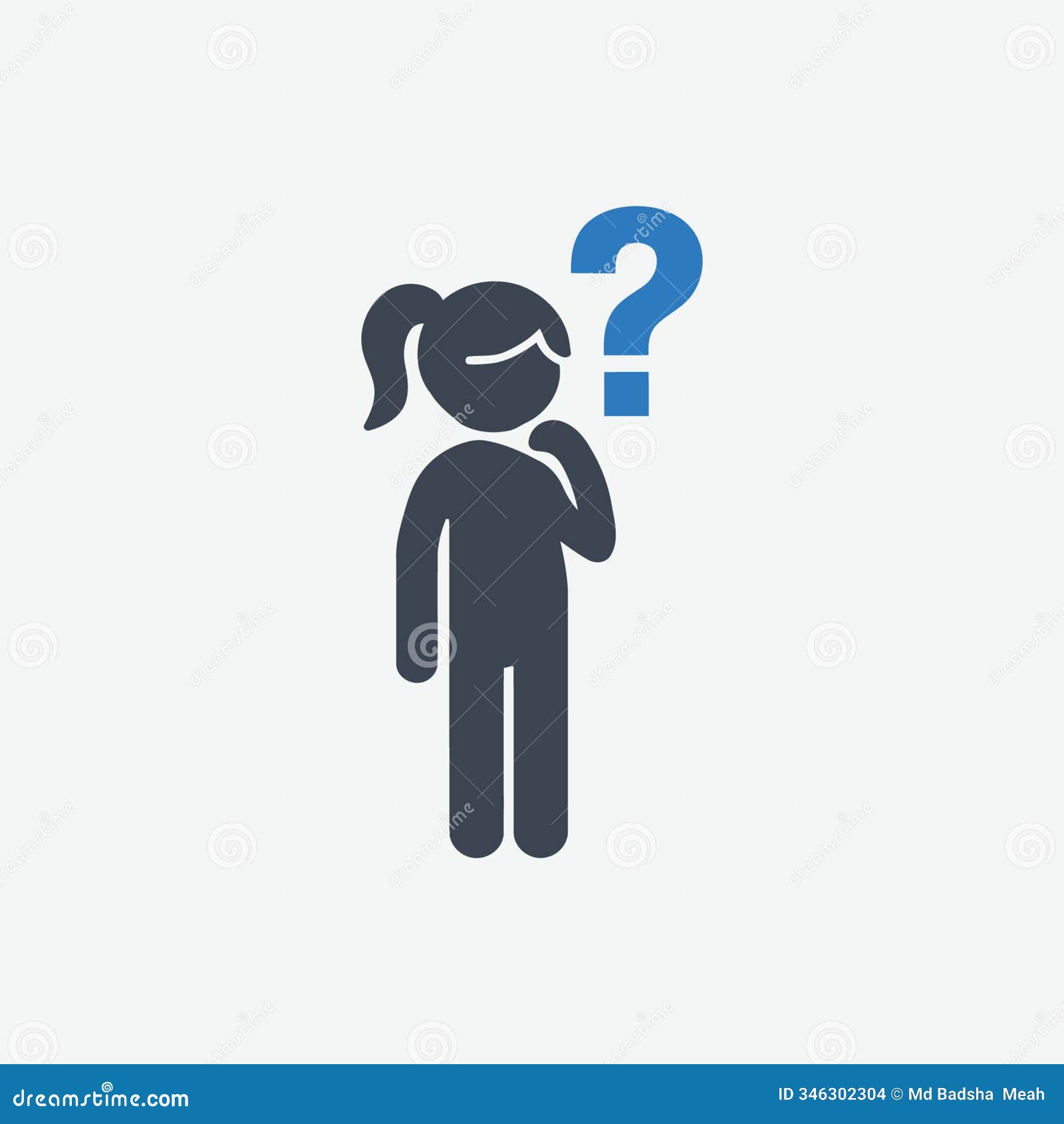 Puzzled woman icon stock illustration. Illustration of woman - 346302304