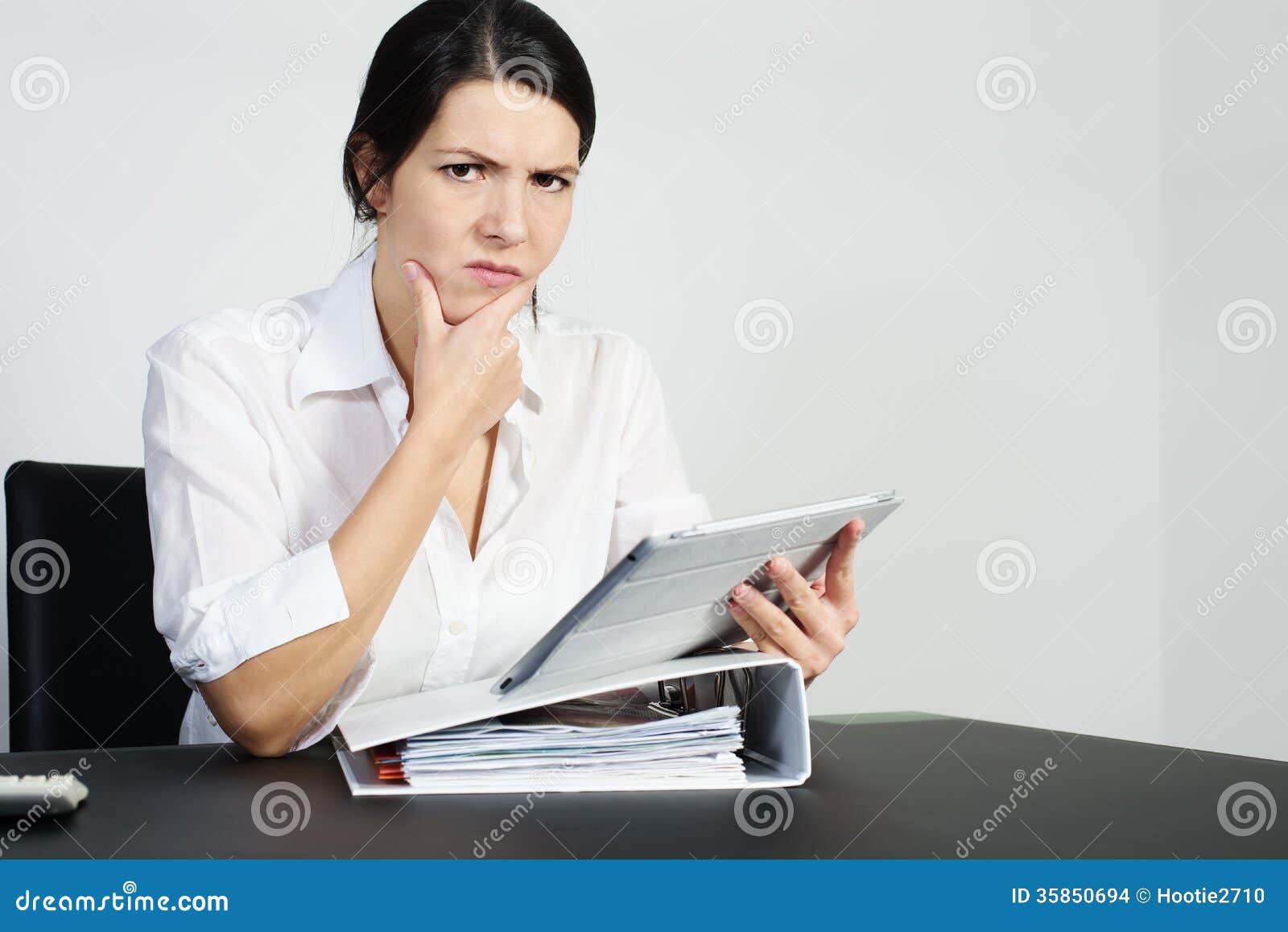 Puzzled Woman Thinking Hard Stock Photo - Image of finance, puzzled ...