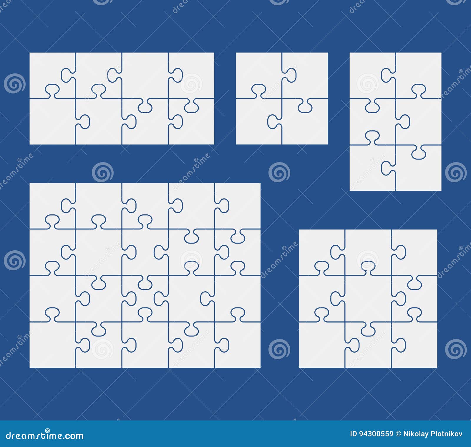 Puzzles on Blue Background. Set of Puzzle Pieces Stock Vector ...