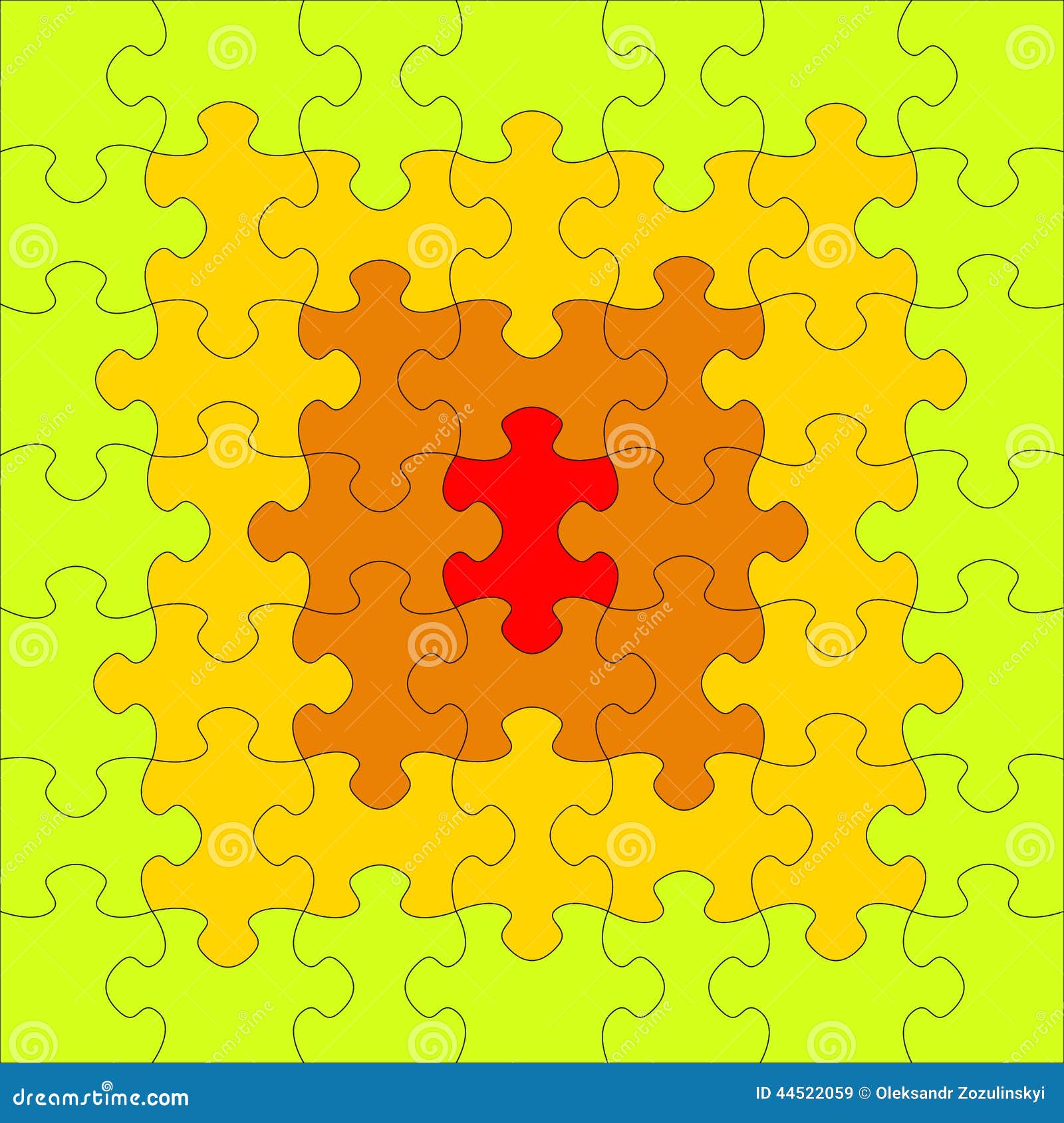 Puzzles Different Colors. in the Center of a Red Puzzle Stock ...