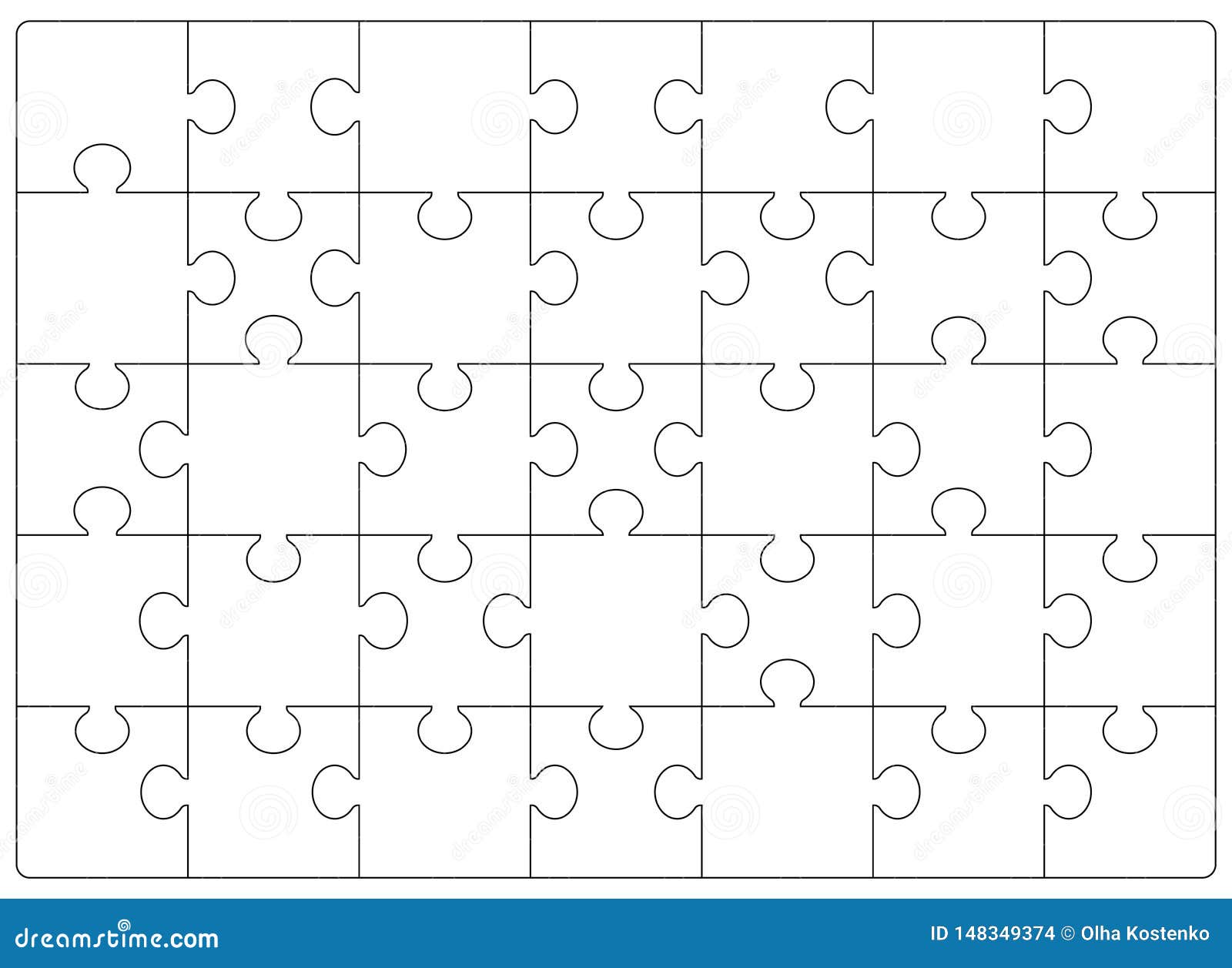 Puzzles Grid Template. Jigsaw Puzzle 24 Pieces Stock Vector ... Puzzles Grid Template. Jigsaw Puzzle 24 Pieces Stock Vector ...