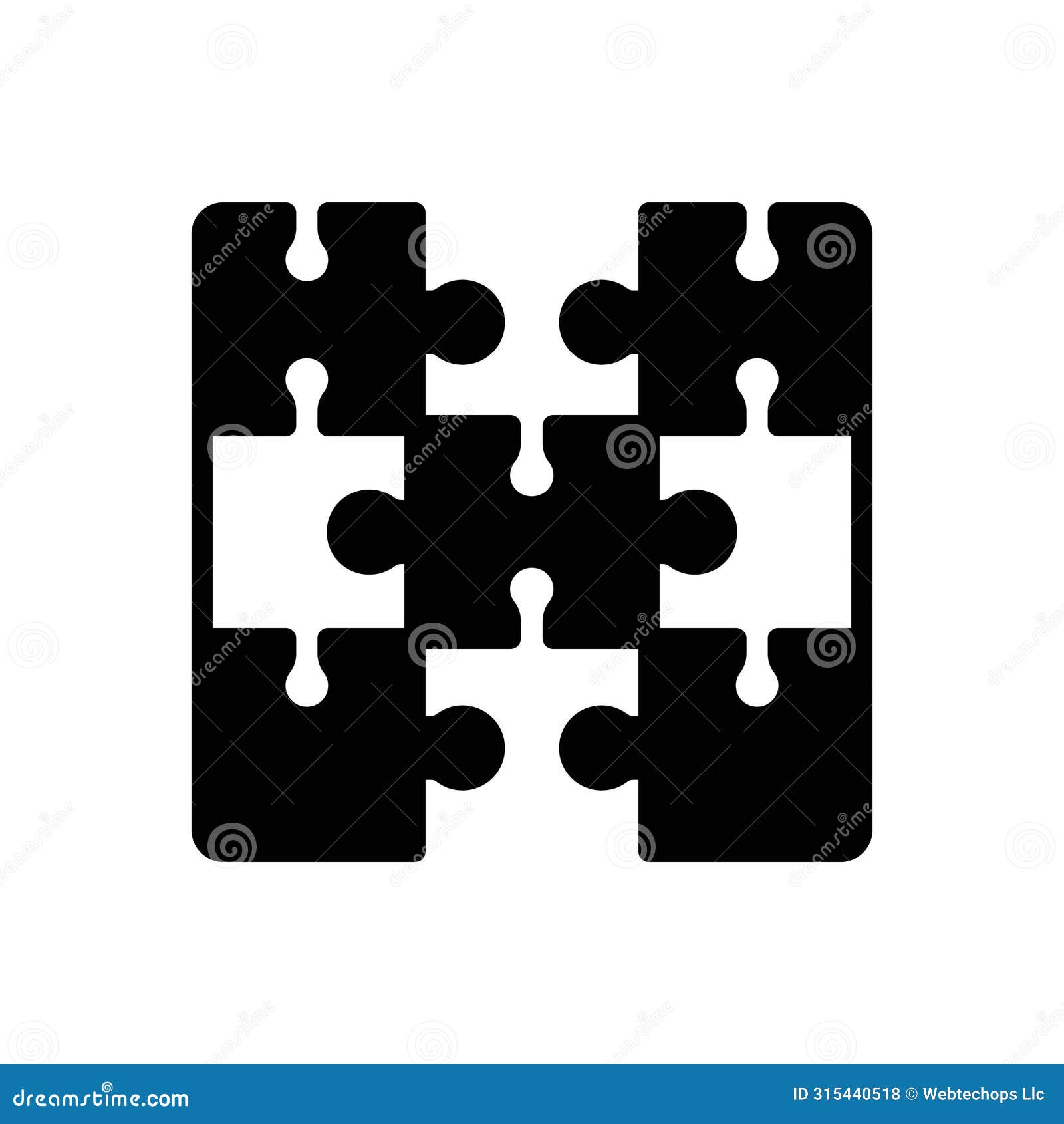 Black Solid Icon for Puzzles, Logic and Connect Stock Illustration ...