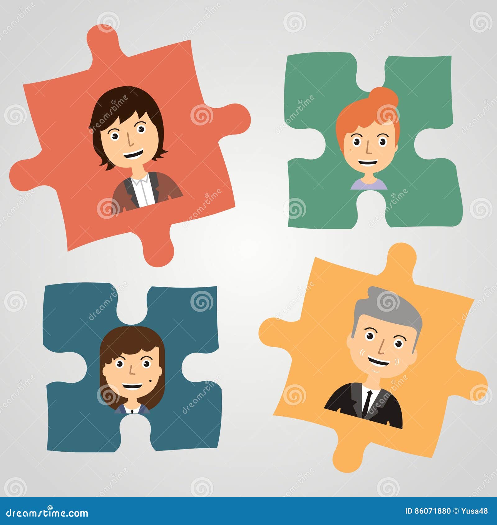 Puzzles with People. Concept Communication Stock Vector - Illustration ...